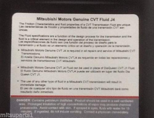 Genuine Mitsubishi J4 (J1) CVT Transmission Fluid - 4 Quarts - MZ32018 ...