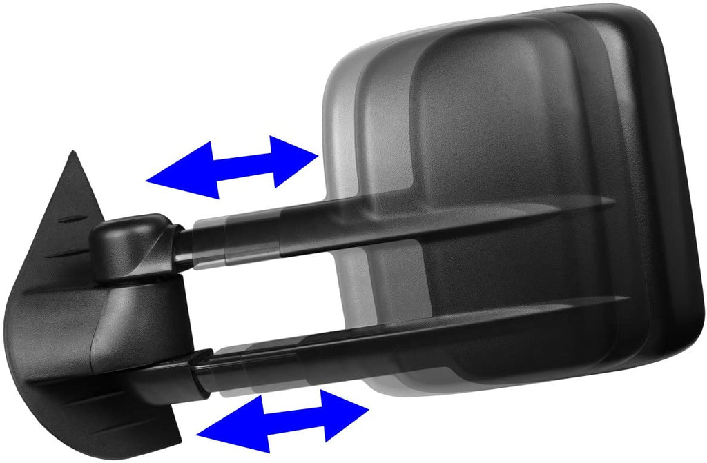 Left Side Black Manual Telescoping Folding Rear View Side Towing Mirro ...
