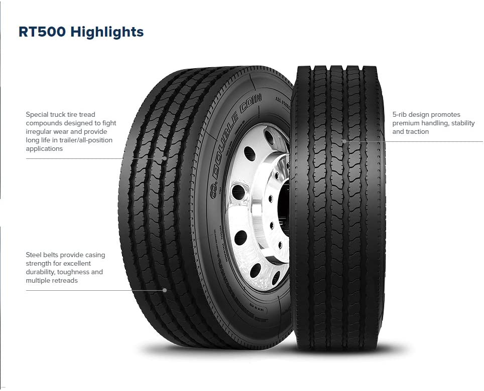 1 PACK Of DOUBLE COIN RT500 LP 255/70R/22.5 Professional Truck Tires ...
