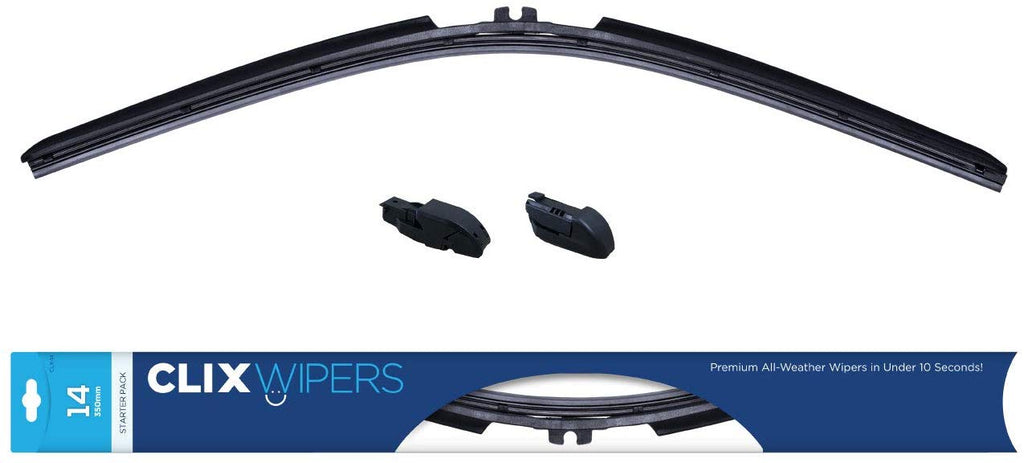 CLIX Wipers Click-on Wiper Blades - Starter Pack - Fits J-Hook, Pinch ...