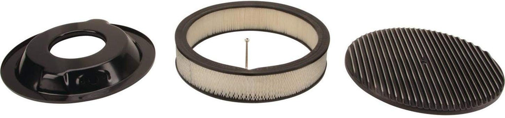 14 Inch Fully Finned Round Air Cleaner Set, Black Aluminum – PartLimit