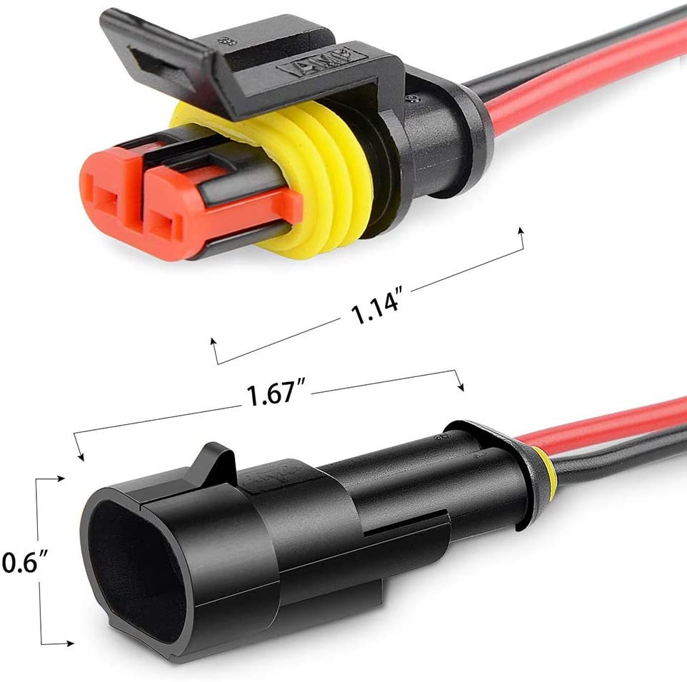 2 Pin Way 16 AWG Waterproof Connector Wire Cable 1.5mm Series Terminal ...