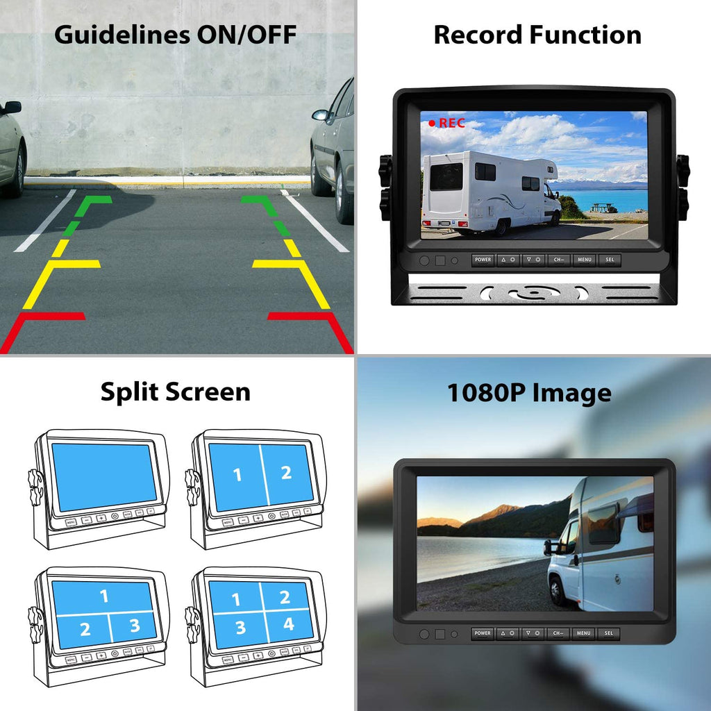 Xroose Digital Backup Camera + Large 9" Recorder Monitor Kit for RV Tr ...