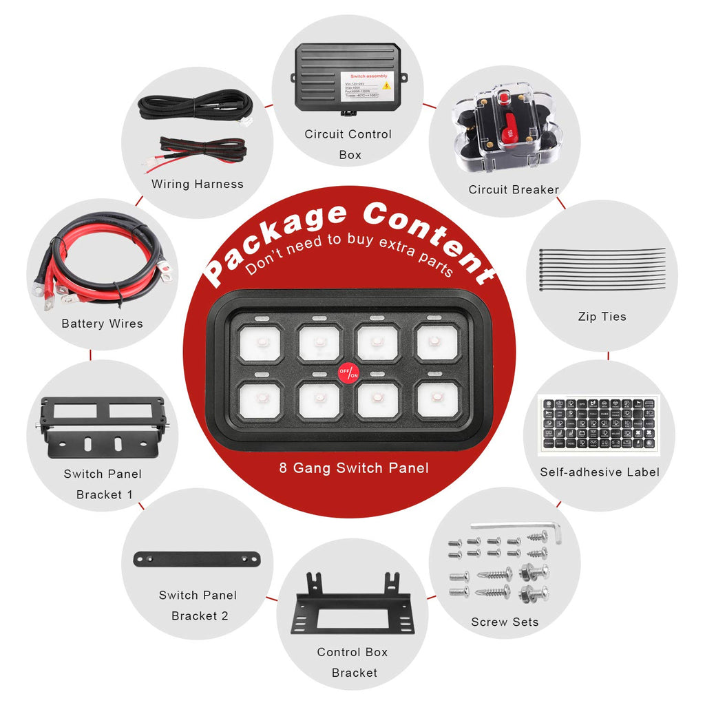 8 Gang Switch Panel Kit, Auto Power Plus Circuit Control Box Electroni ...