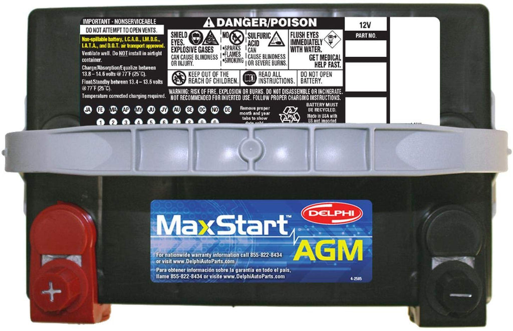 Delphi BU9078DT MaxStart AGM Premium Automotive Battery, Group Size 78 ...