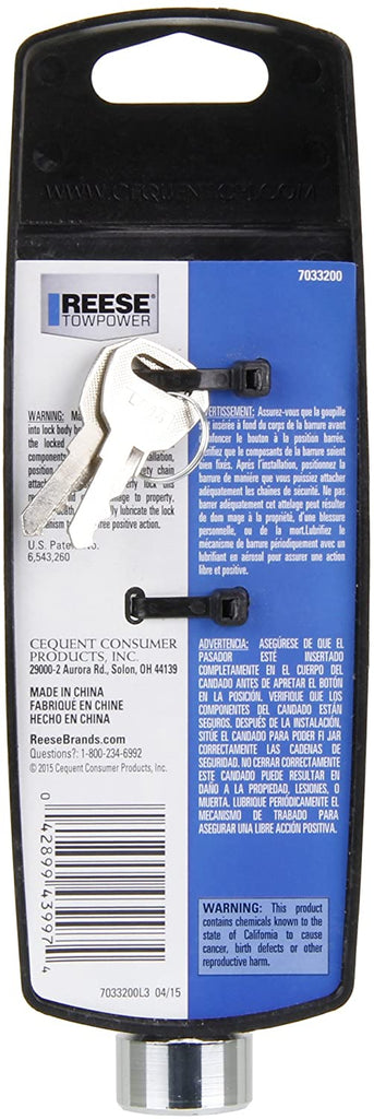 Reese Towpower 7033200 Class V Receiver Lock - Chrome – PartLimit