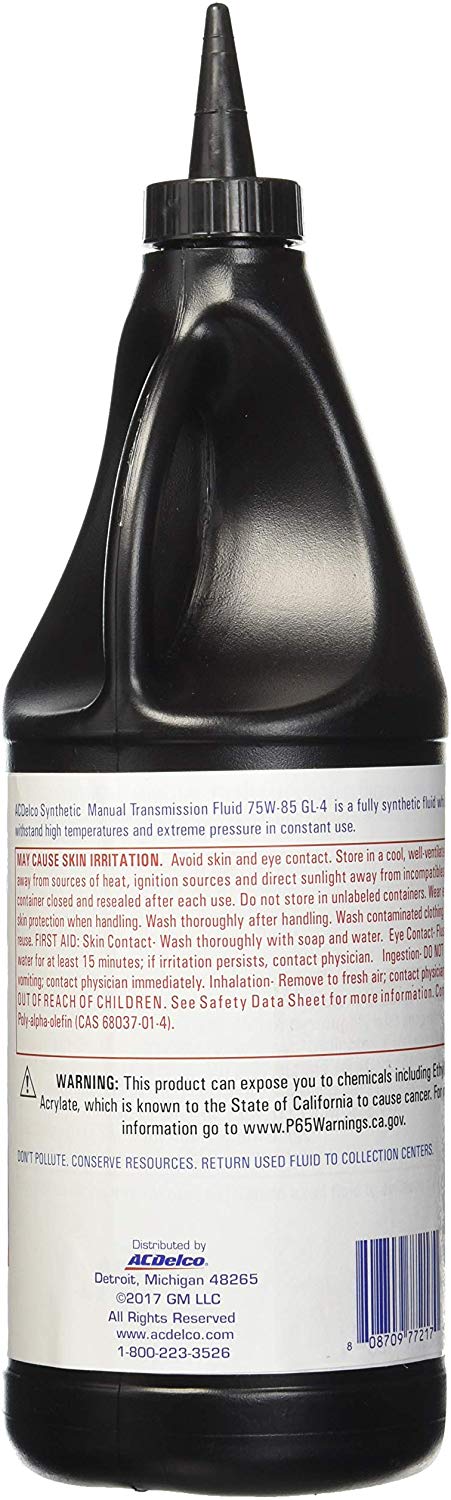 Genuine GM Fluid (12346190) 75W-85 GL-4 Synthetic Manual Transmission ...