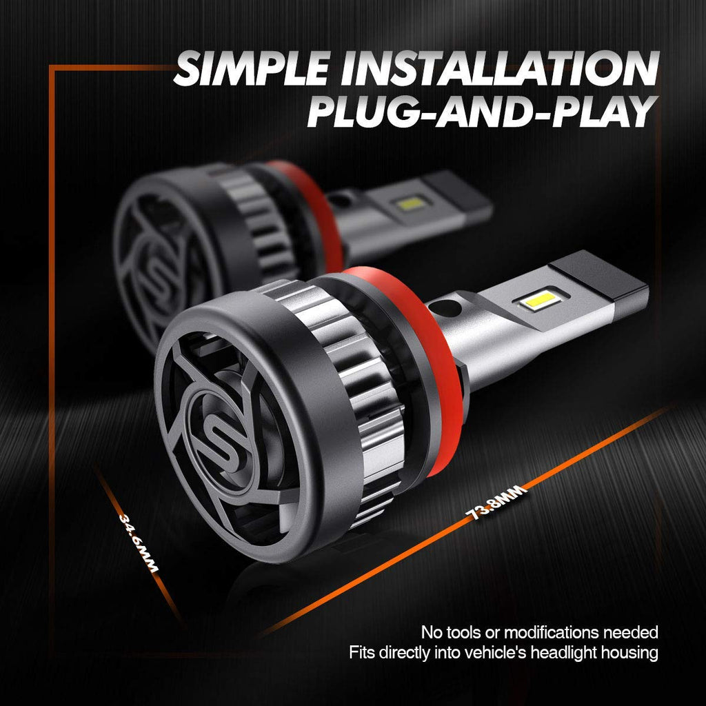 SEALIGHT Xenower X2 H11/H8/H9 LED Headlight Bulbs 2020, H11 LED Bulb w ...