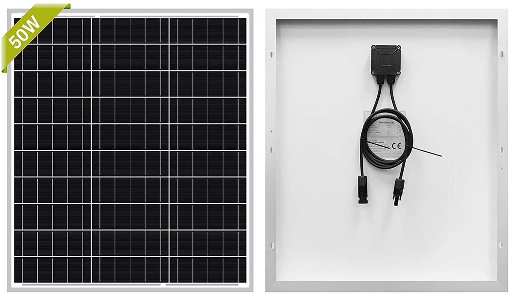 Newpowa 50W Mono Solar Panel 50 Watts Monocrystalline Module with 3ft ...