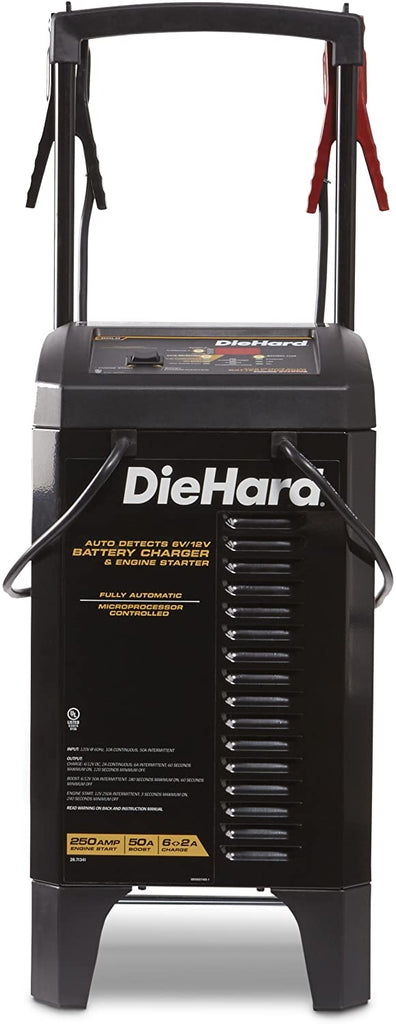 DieHard 71341 6/12V Gold Smart Wheel Battery Charger and 50/250A Maint ...