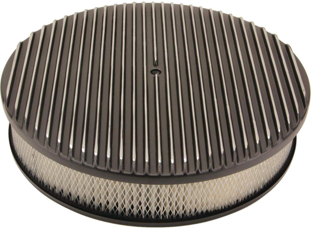 14 Inch Fully Finned Round Air Cleaner Set, Black Aluminum – PartLimit