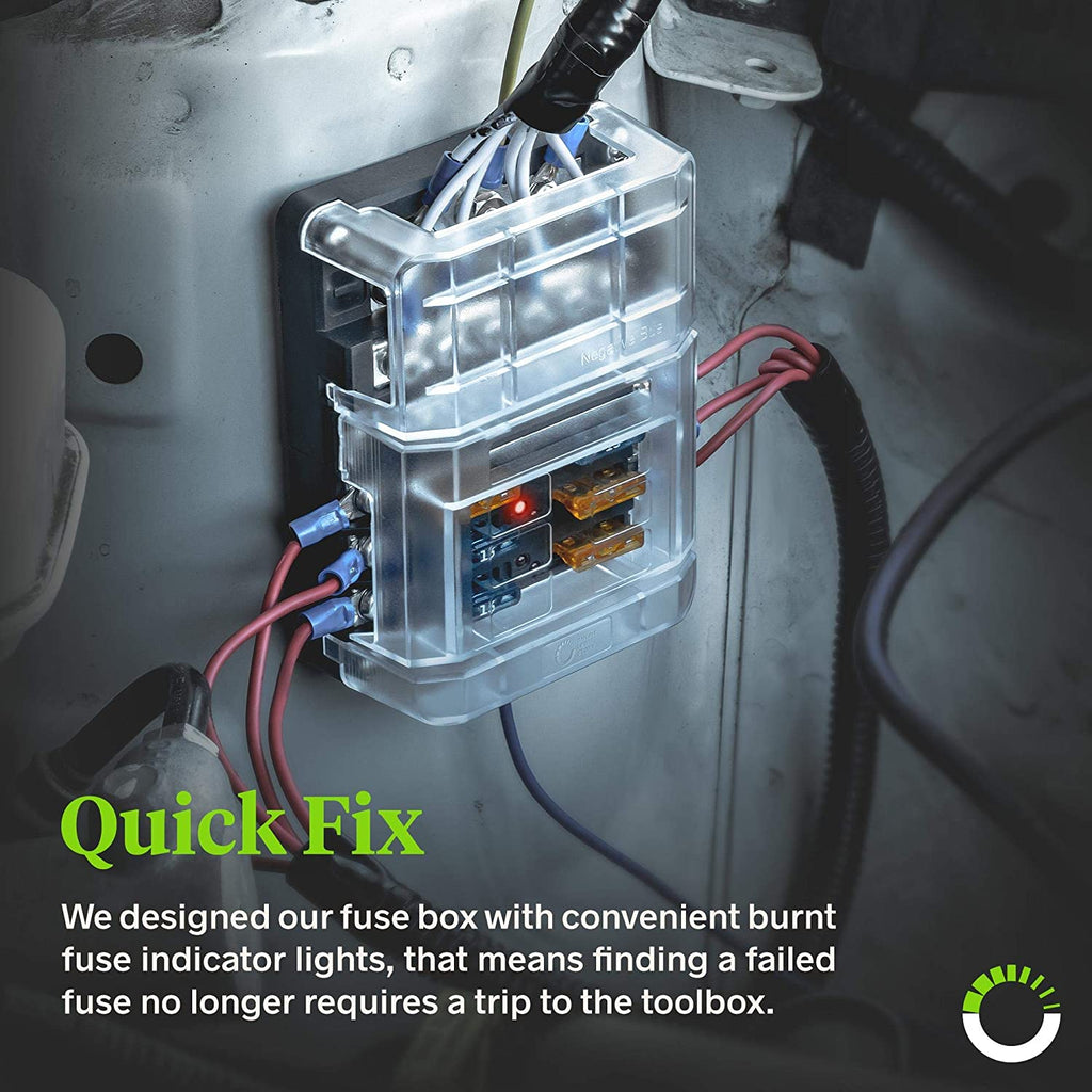 6 Way Fuse Box with 12 Ground Negative Busbar for Automotive [12V - 32 ...