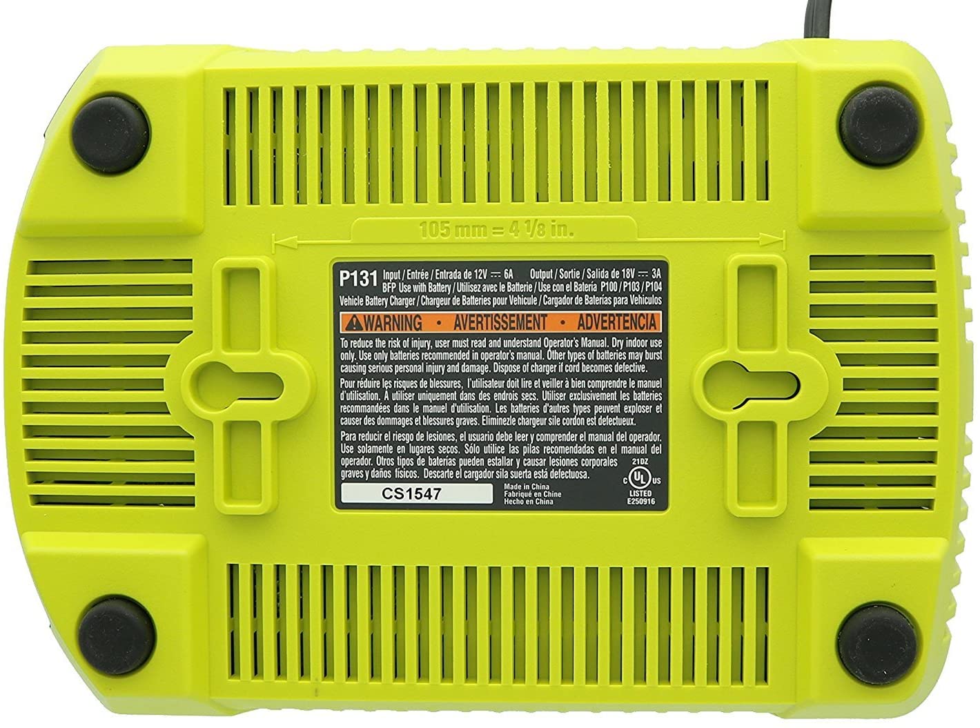 Ryobi P131 One+ Portable Dual Chemistry Lithium Ion or NiCad Vehicle C ...