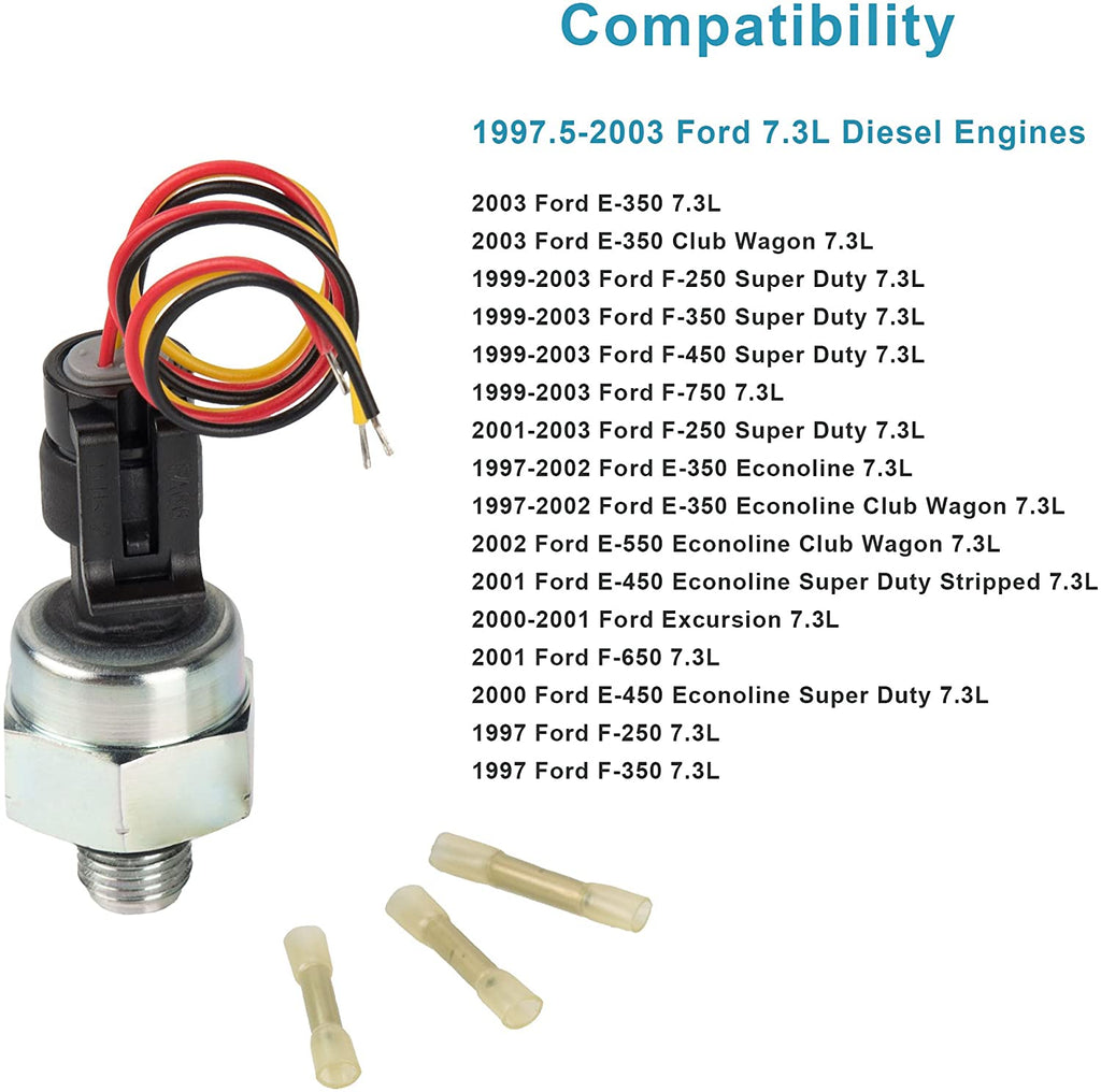 Ford 7.3 ICP Sensor with Pigtail Connector, Fits 1997-2003 Ford 7.3L D ...