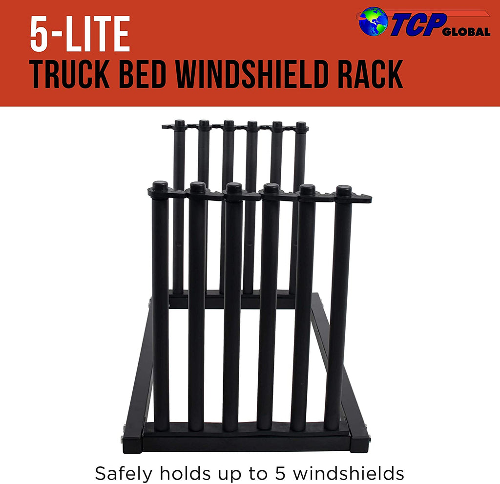 TCP Global 5-Lite Truck Bed Windshield Rack - Mobile 5 Slot Auto Glass ...