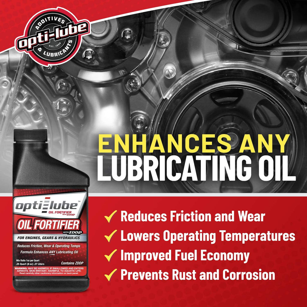 Opti-Lube Oil Fortifier with ZDDP (Zinc): 8 Ounce, Treats up to 8 Quar ...