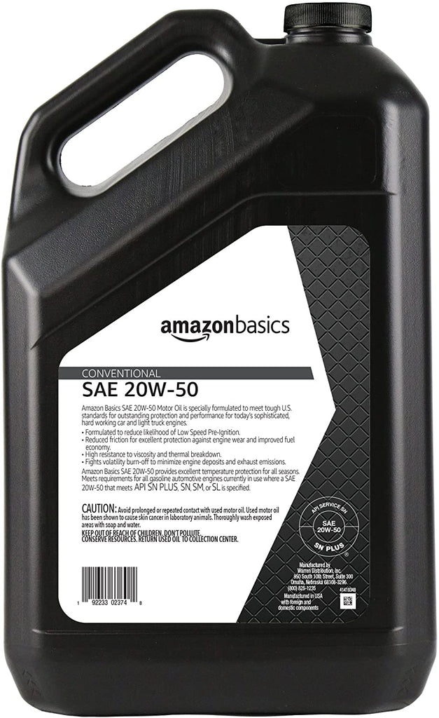 AmazonBasics Conventional Motor Oil, 20W-50, 5 Quart – PartLimit