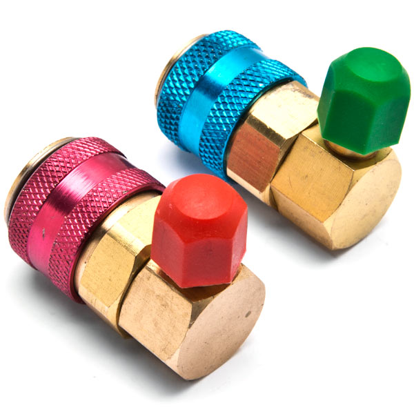 Biltek R134a A/C Manifold Gauge Conversion Kit High Low Angle Quick Ad ...