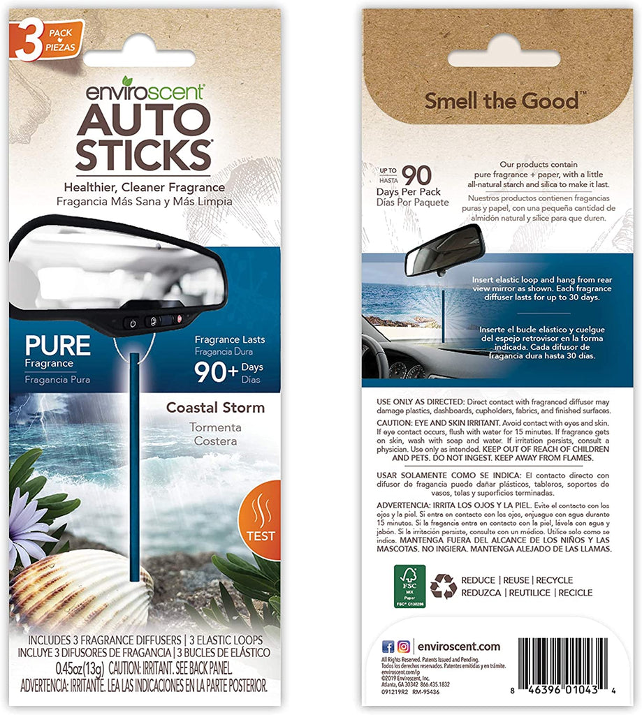 Enviroscent Auto Sticks Value Pack - Solvent-Free Air Freshener Sticks ...