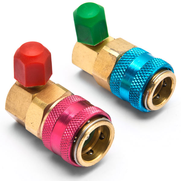 Biltek R134a A/C Manifold Gauge Conversion Kit High Low Angle Quick Ad ...