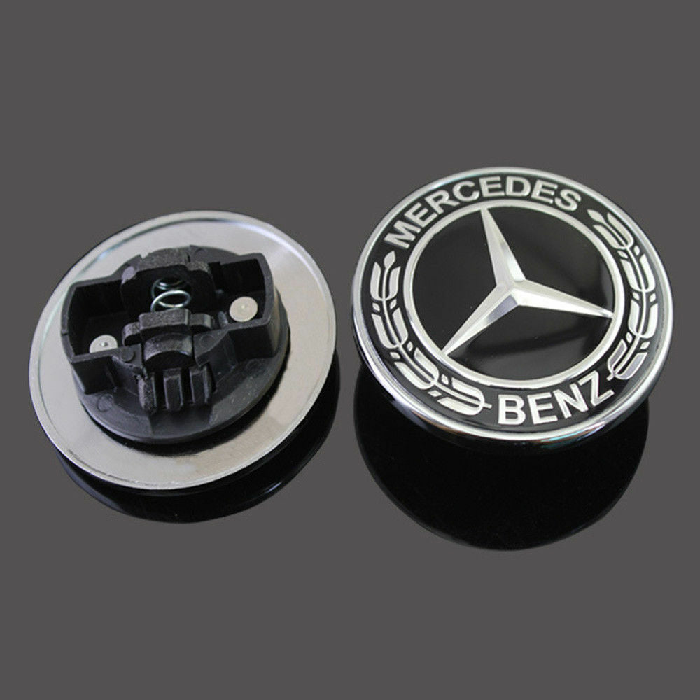 Mercedes Benz Hood Black Flat Laurel Wreath Badge Emblem 0008171701 ...