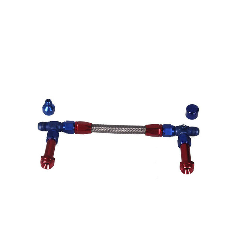 Stainless Steel Braided Hose Adapter AN8 Dual Feed Carb Fuel Line Kit ...