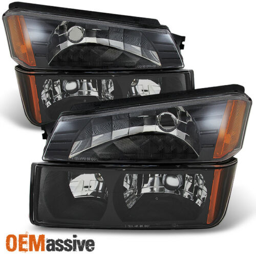 Fit 02-06 Avalanche Body Cladding Model Black Headlights + Bumper Sign ...